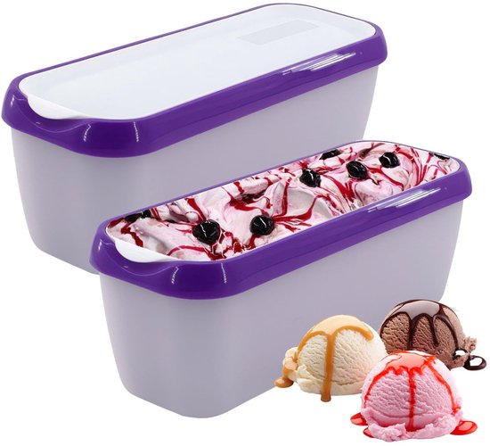 UNISOPH 2-delige ijscontainers voor ijs, diepvriescontainers 1,5 liter ...