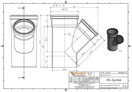 KG Afvoerbuis 45 Graden, DN 160/125 - Rioolbuis | bol