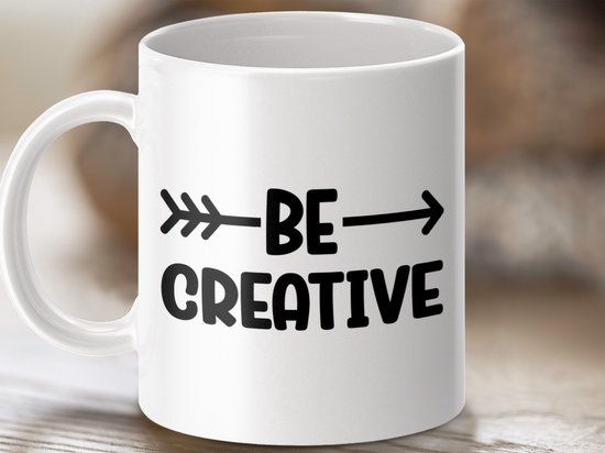 mok, wees creatief, pijl ontwerp, inspirerende mok, kunstenaar cadeau ...