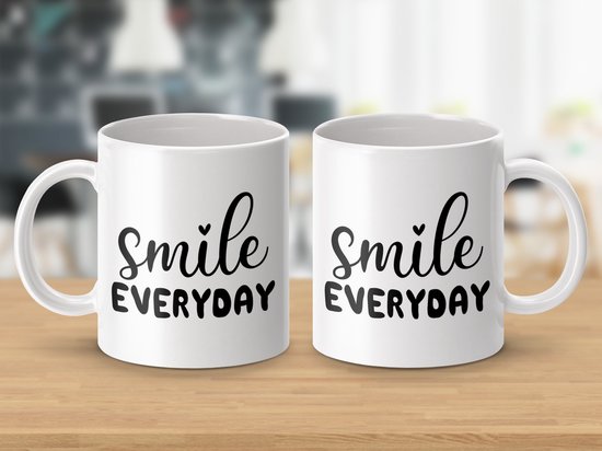 smile everyday mug, positieve vibes, inspirerende mok, cadeau voor haar ...