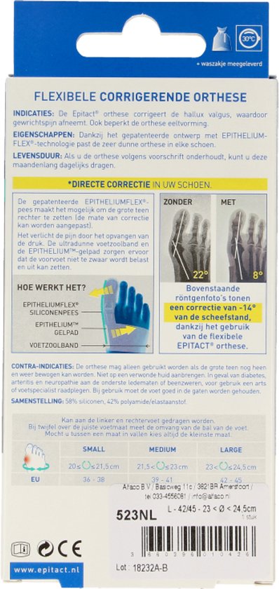 Epitact Hallux valgus orthese - Corrigerende orthese voor tenen - Maat ...