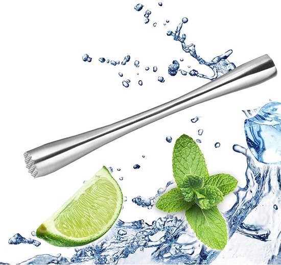 Cocktail stamper van roestvrij staal - perfect voor muddlen - 16 cm | bol