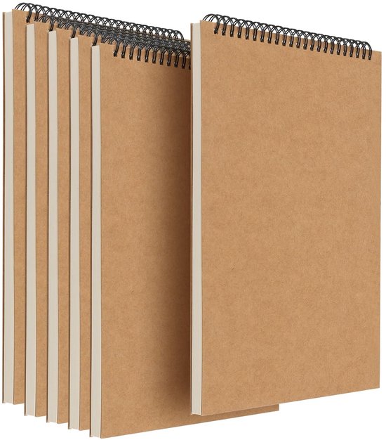 Schetsboek A5 - Spiraalbinding - 6 stuks - Bruin - 50 vellen | bol