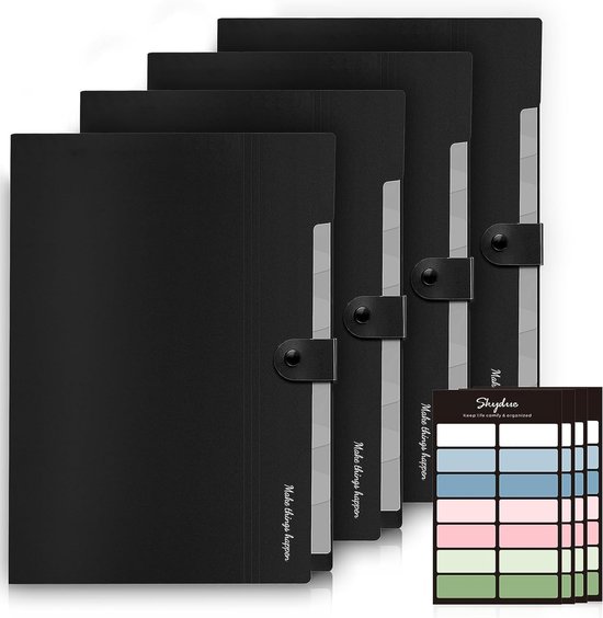 SKYDUE 4-pack A4 documentenmap, map met 8 compartimenten, uitvouwbare ...