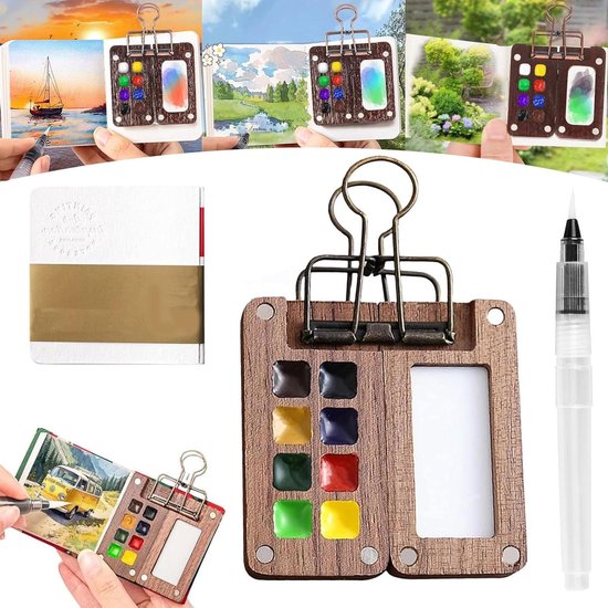 Allecto Plus Mini Aquarel Verfset - Handig Palet voor Reizen - 8 ...