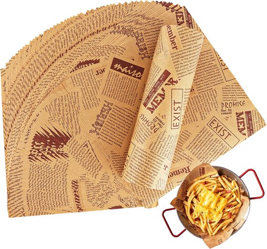 400 vellen bakpapier - krantenlook - bakplaat - 25 x 25 cm - waspapier ...