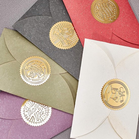 100 STKS Award Seal Graduation Gold Foil Stickers - Wafer Seal Labels ...