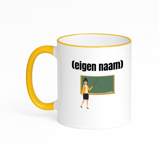 Hacebo® - docent met krijtbord met eigen naam koffiebeker met gekleurde ...
