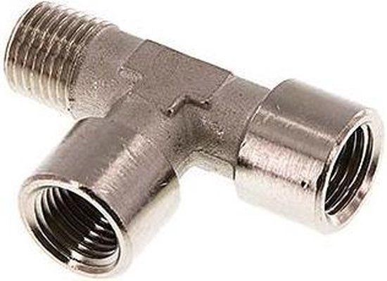 R 3/4'' x G 3/4'' M/F Vernikkeld Messing T-stuk 16 Bar - FL3T-MF-BN-034RG | bol