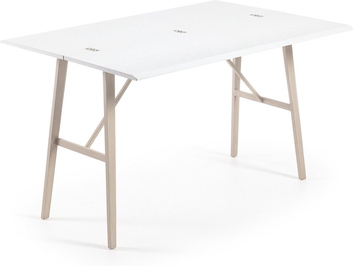 Kave Home - Aruna uitschuifbare consoletafel in wit MDF en houtdessin ...