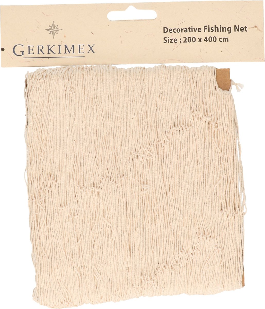 Maritieme decoraties - Vissersnet/visnet beige 200 x 400 cm | bol.com