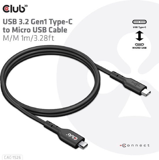 USB TYPE C 3.2 GEN 1 TO USB MICRO CABLE1M3.28FT | bol.com