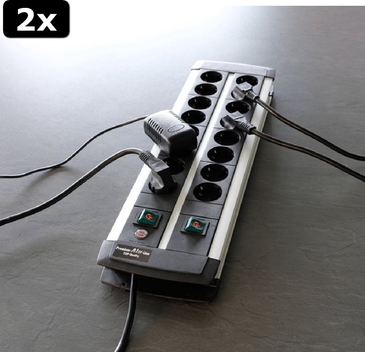 2x Brennenstuhl Premium-Alu-Line, 16-voudige stekkerdoos - verdeeldoos ...