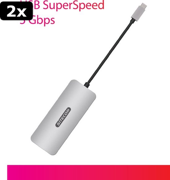 2x Sitecom - CN-383 - Hub USB - Hub USB C - 4 ports - Adaptateur USB C ...