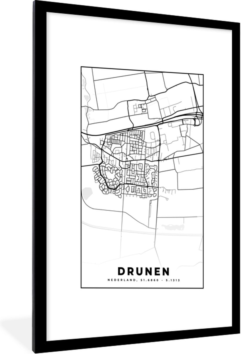 Fotolijst incl. Poster - Plattegrond - Drunen - Kaart - Stadskaart ...