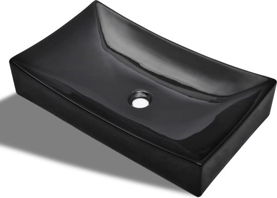 Wasbak, keramiek, rechthoekig, zwart | bol.com