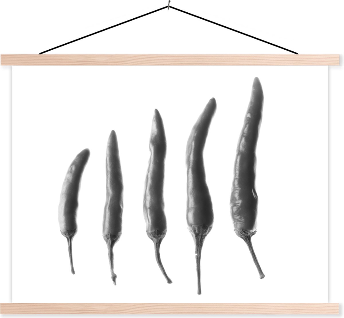 Posterhanger incl. Poster - Schoolplaat - Vijf chilipepers op volgorde ...