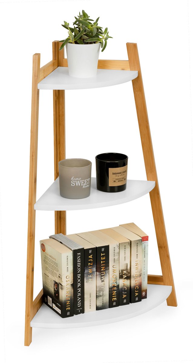 Hoekkastje - met 3 schappen - 56,5x40x84,5 cm - bamboe | bol.com