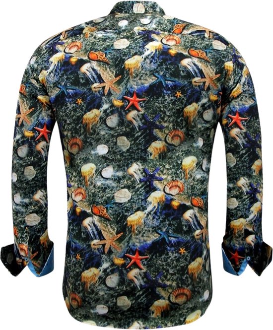 Luxe Satijn Heren Overhemd met Kleurrijke Print- 3095 | bol