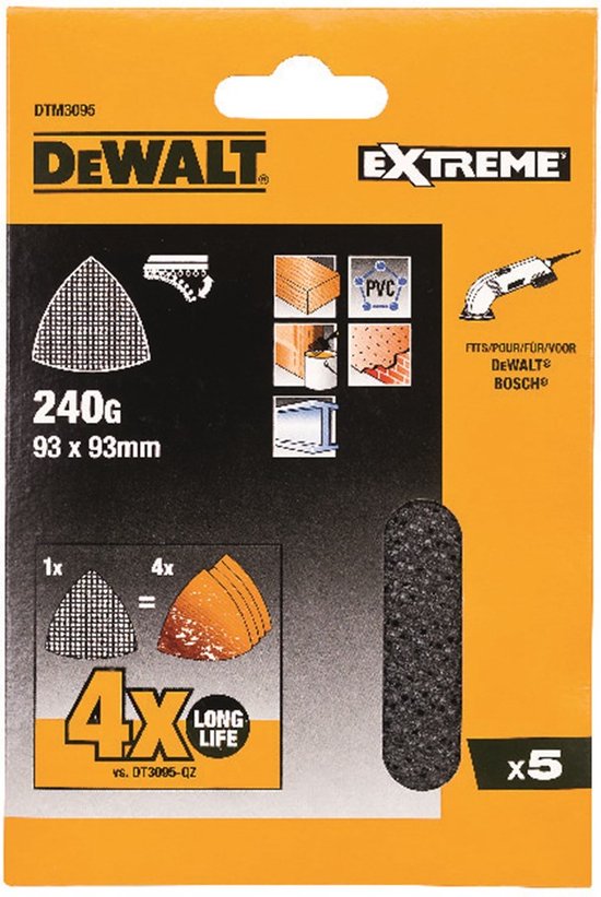 DeWALT DTM3095 Mesh Schuurgaas Driehoek 93x93mm K240 VE=5 | bol