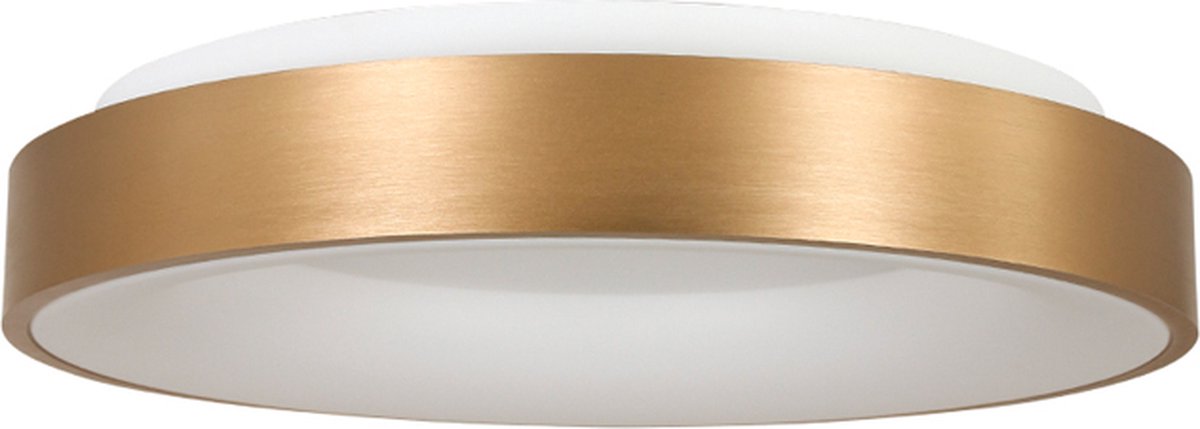 Gouden plafondlamp | ⌀ 30 cm x 9 cm |1 lichts | LED | wit / goud ...