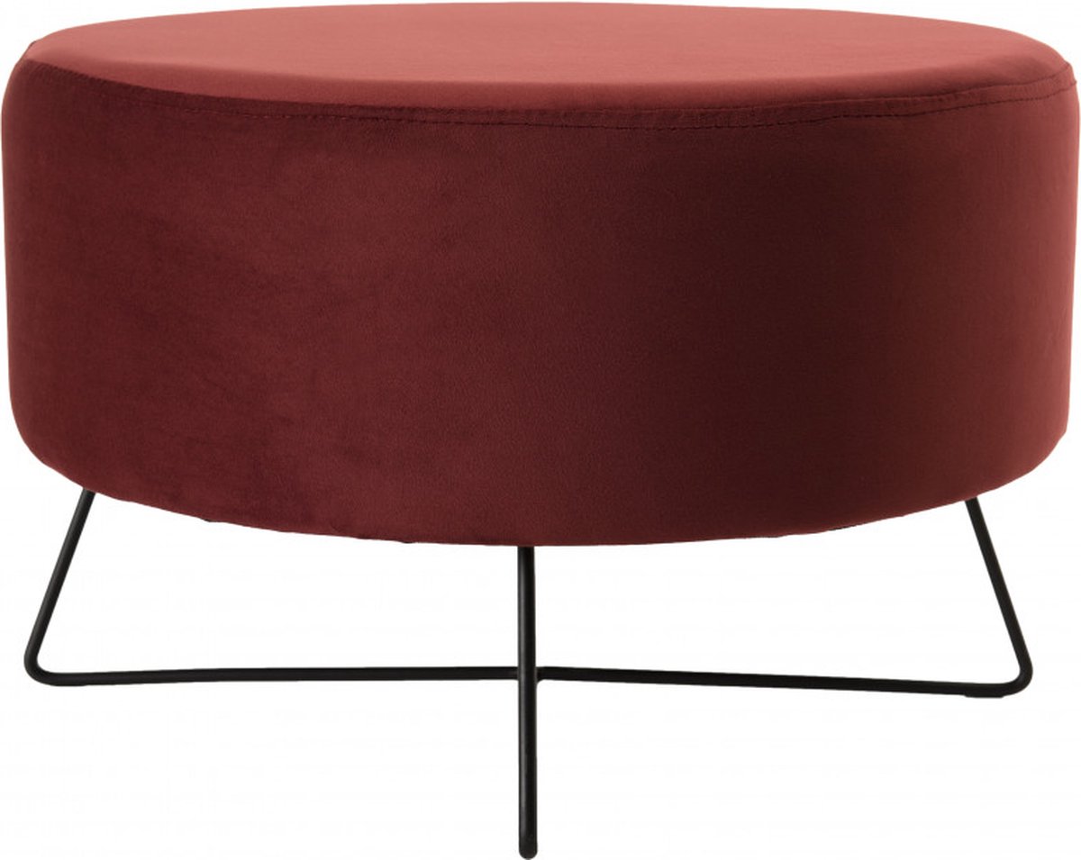 Macabane - ALBANE - Ronde poef Velours bordeaux - 54x54x35cm | bol.com