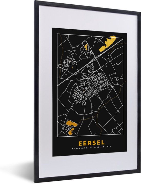 Fotolijst incl. Poster - Plattegrond - Kaart - Eersel - Goud ...
