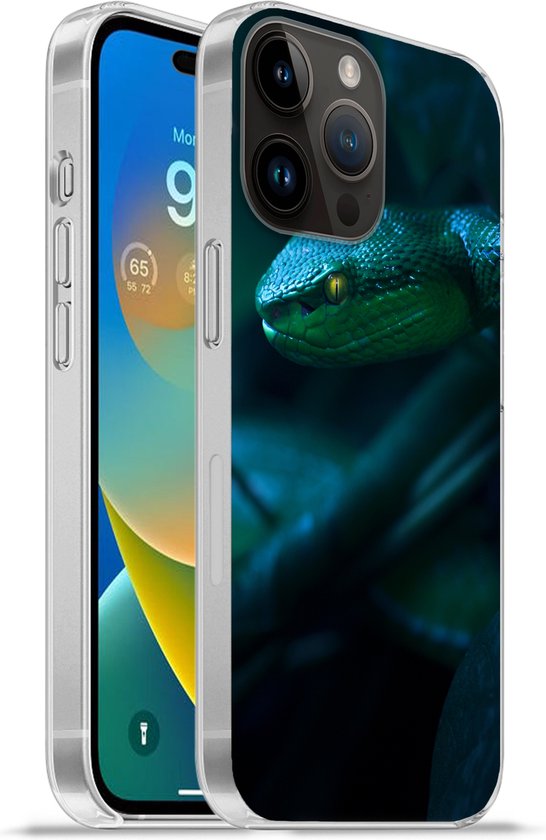 Apple iPhone 14 Pro Max hoesje - Slang - Macro - Hout - Siliconen ...