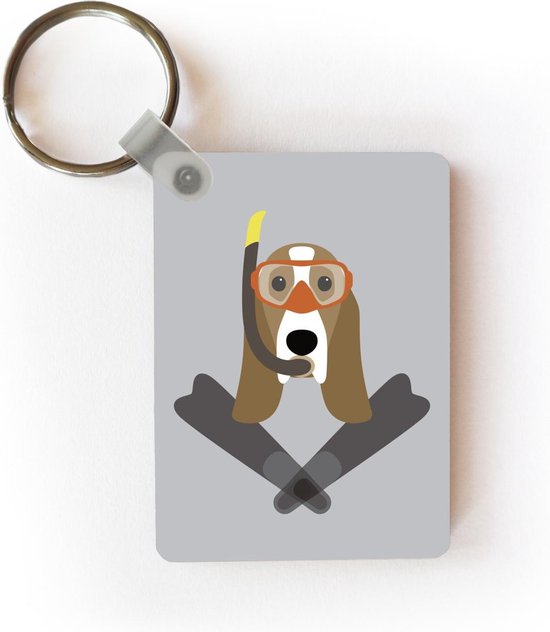 Sleutelhanger - Kindertekening duikende hond - Plastic | bol.com
