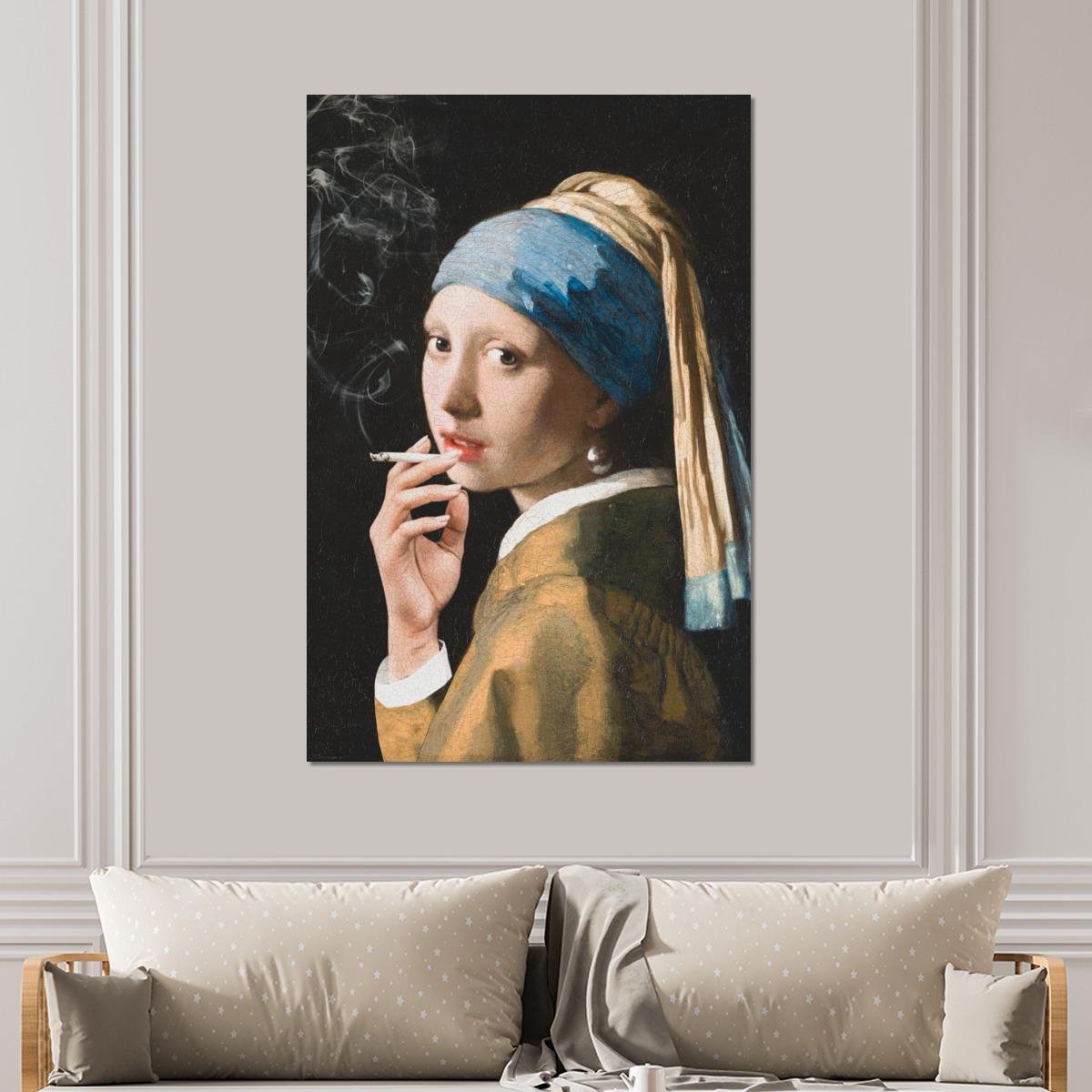 Décoration murale Métal - Aluminium - Fille à la perle - Johannes ...