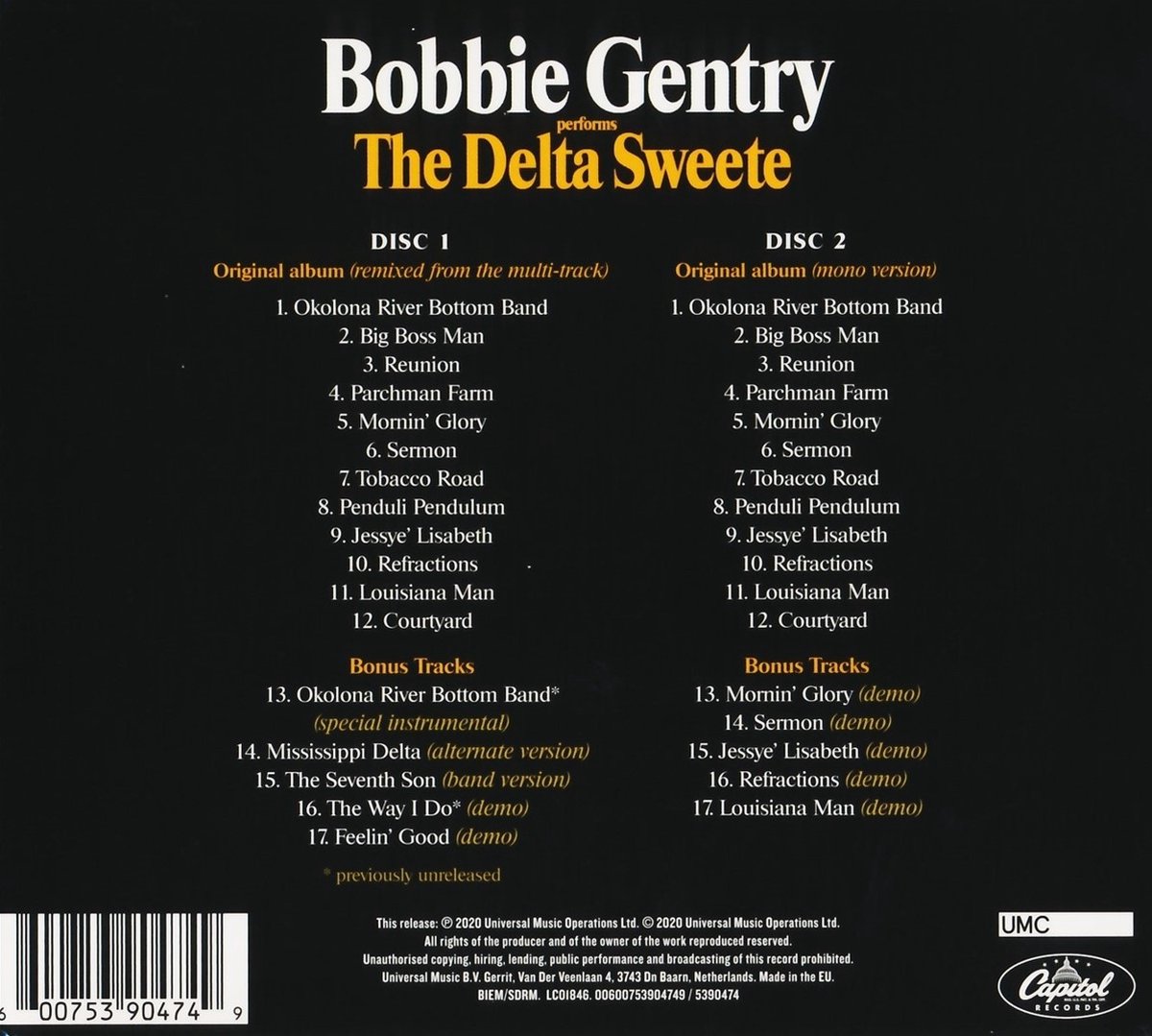 Bobbie Gentry - The Delta Sweete (2 CD) (Deluxe Edition), Bobbie Gentry ...