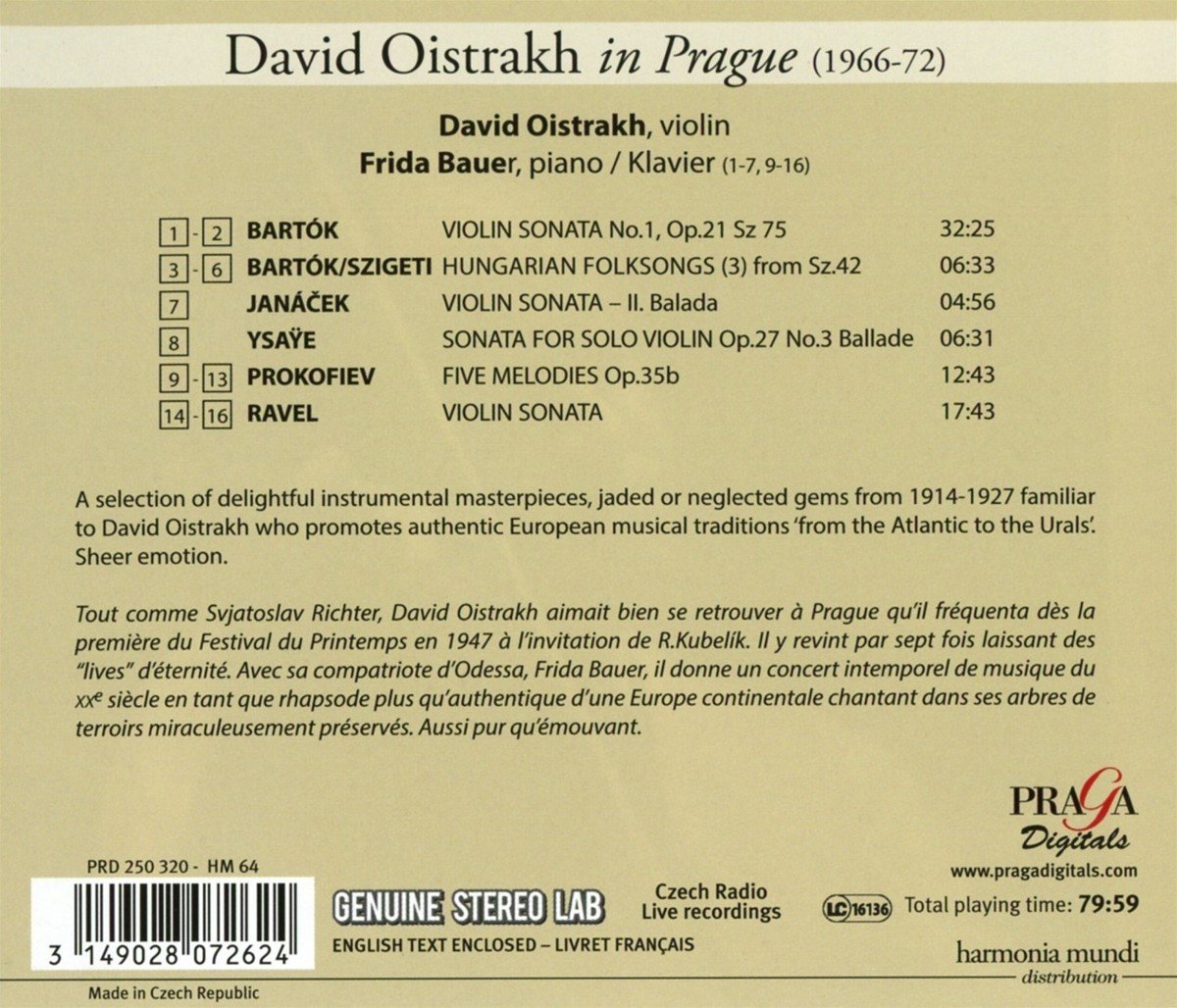 David Oistrakh - David Oistrakh In Prague (Super Audio CD), Frida Bauer | Muziek | bol.com