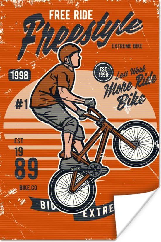 Poster Fiets - Mannen - Retro - 40x60 cm - Vaderdag cadeau - Geschenk ...