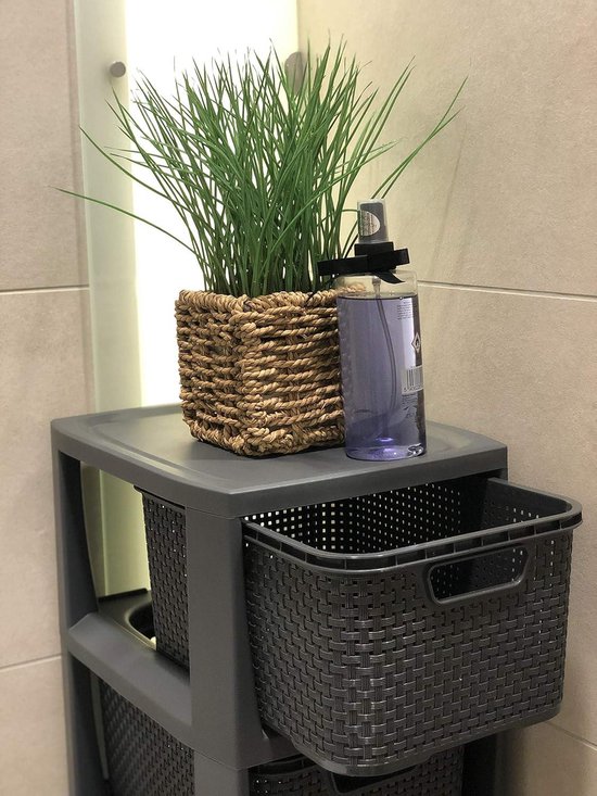 Home essential Plank rotan design kunststof antraciet - 23 x 29 x 65 cm ...