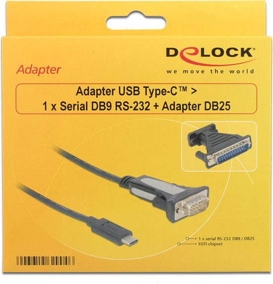 USB-C (m) naar 9-pins SUB-D / 25-pins SUB-D (m) seriële RS232 adapter ...