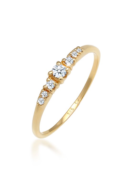 Elli PREMIUM Dames Ring Dames Verloving Elegant met Diamanten (0.11 ct ...