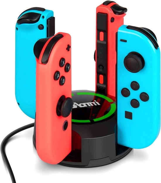 NS Switch OLED Joycon 4 in 1 laadstation met LED-display | bol