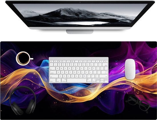 Muismat 80x40 cm - Bureaumat gaming neon goud - Computer en gameroom ...