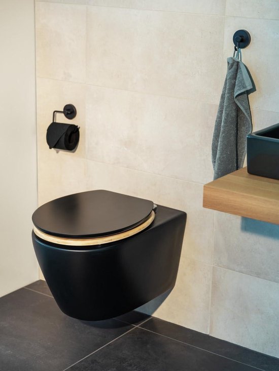 Zwarte Toiletzitting Bamboering Mdf-Deksel | Zachte Sluiting ...