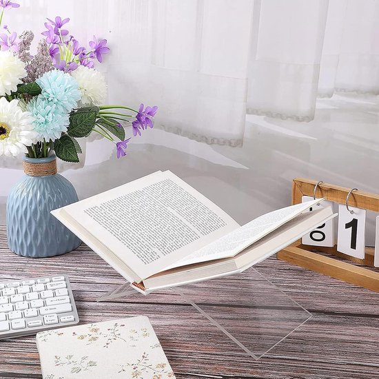 Acrylic Book Stand - X-Shaped Transparent Holder for Reading - Open ...