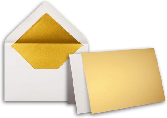 50 x goud-metallic vouwkaarten DIN A5/C5 - dubbele kaart met gevoerde ...