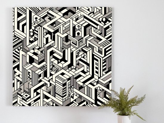 Abstract escher schilderij | Escher-esque abstract artwork blending ...
