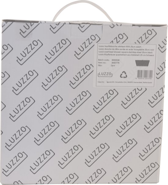 Luzzo® Regendouchekop extra Platte Hoofddouche Vierkant RVS Ø25 cm - Douchekop Zwart | bol