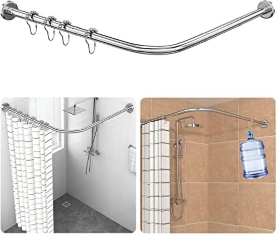 Verstelbare L-Vorm Incl. 18 Ringen, Douchegordijnhoekstangen Zonder ...