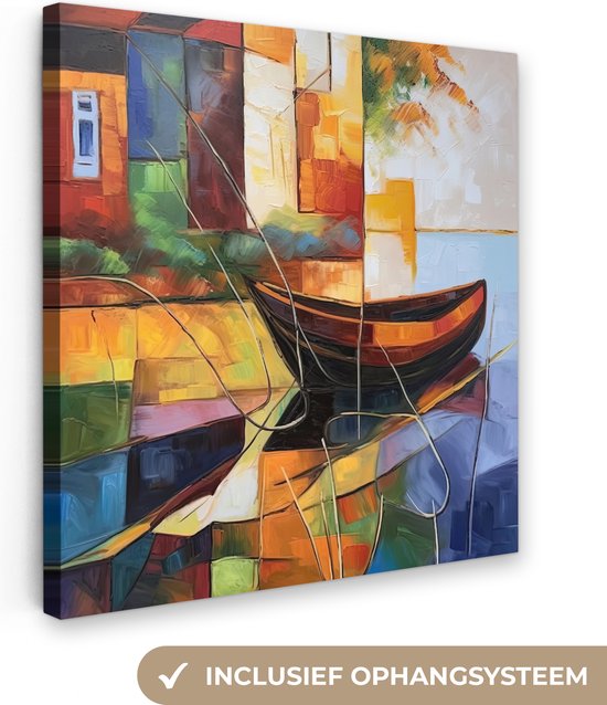 Canvas schilderij 90x90 cm - Wanddecoratie Abstract - Kunst - Boot ...