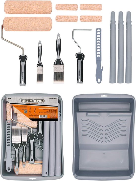 Paint Roller Set with Extension Pole and Paint Tray - 15 Pcs Paint ...