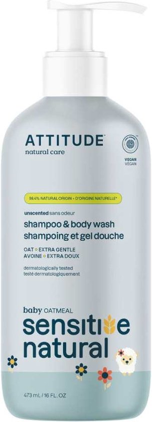 Attitude - Baby Leaves 2in1 Shampoo Oatmeal Sensitive Unscented- 473ml ...
