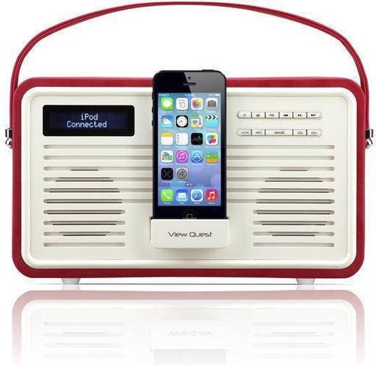 View Quest Retro DAB+ Radio Lightning Dock - Rood | bol