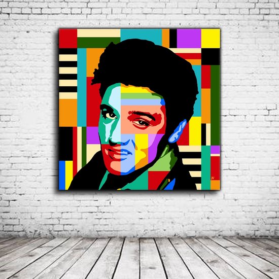 Pop Art Elvis Presley Poster in lijst - 95 x 95 cm Fotopapier Mat 180 ...