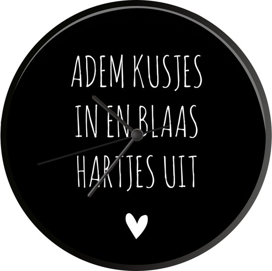 Klok Ø 30 Cm Spreuken Adem Kusjes In En Blaas Hartjes Uit